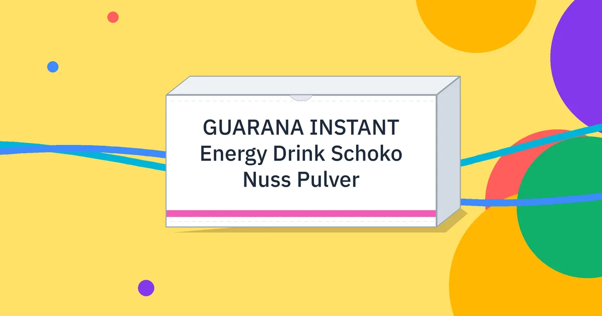 Symbolbild: Packung mit der Aufschrift GUARANA INSTANT Energy Drink Schoko Nuss Pulver (PZN 04813148) – Verfügbarkeit und Bezug in Apotheken in Frankfurt am Main