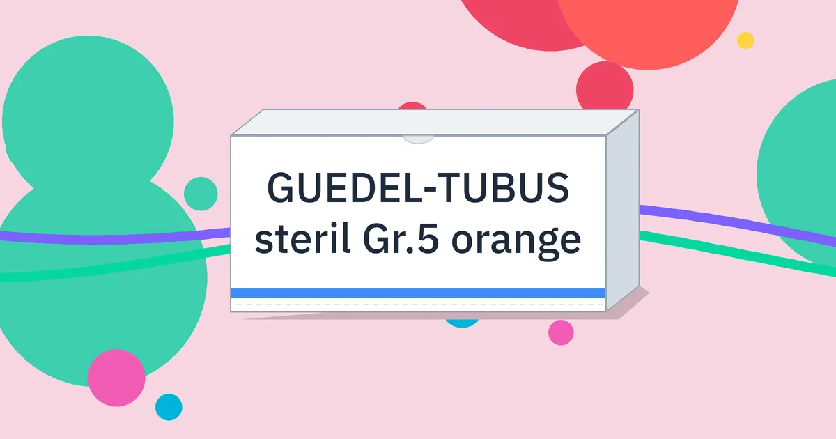 Symbolbild: Packung mit der Aufschrift GUEDEL-TUBUS steril Gr.5 orange (PZN 13833090) – Verfügbarkeit und Bezug in Apotheken in Frankfurt am Main