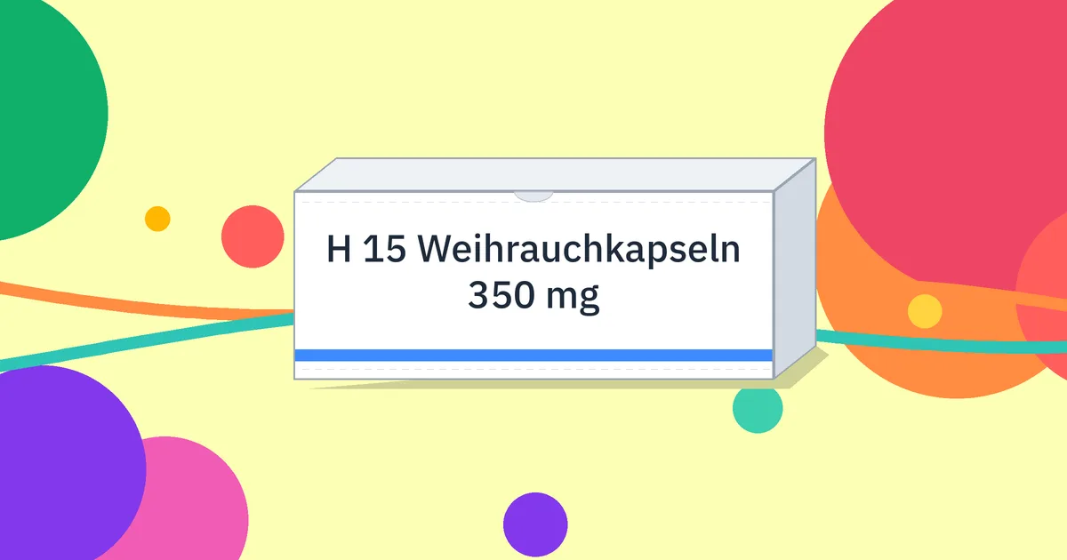 Symbolbild: Packung mit der Aufschrift H 15 Weihrauchkapseln 350 mg (PZN 09528441) – Verfügbarkeit und Bezug in Apotheken in Frankfurt am Main