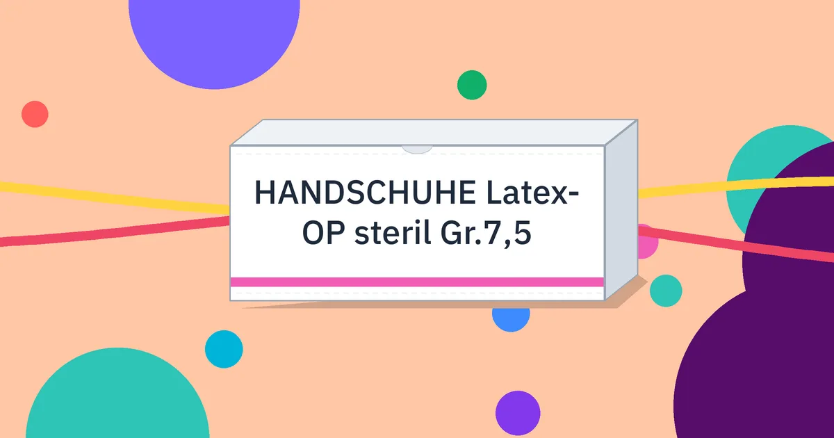 Symbolbild: Packung mit der Aufschrift HANDSCHUHE Latex-OP steril Gr.7,5 (PZN 04521569) – Verfügbarkeit und Bezug in Apotheken in Frankfurt am Main