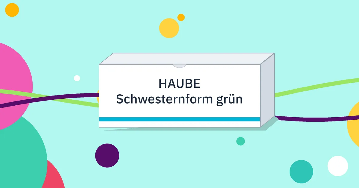 Symbolbild: Packung mit der Aufschrift HAUBE Schwesternform grün (PZN 02063298) – Verfügbarkeit und Bezug in Apotheken in Frankfurt am Main