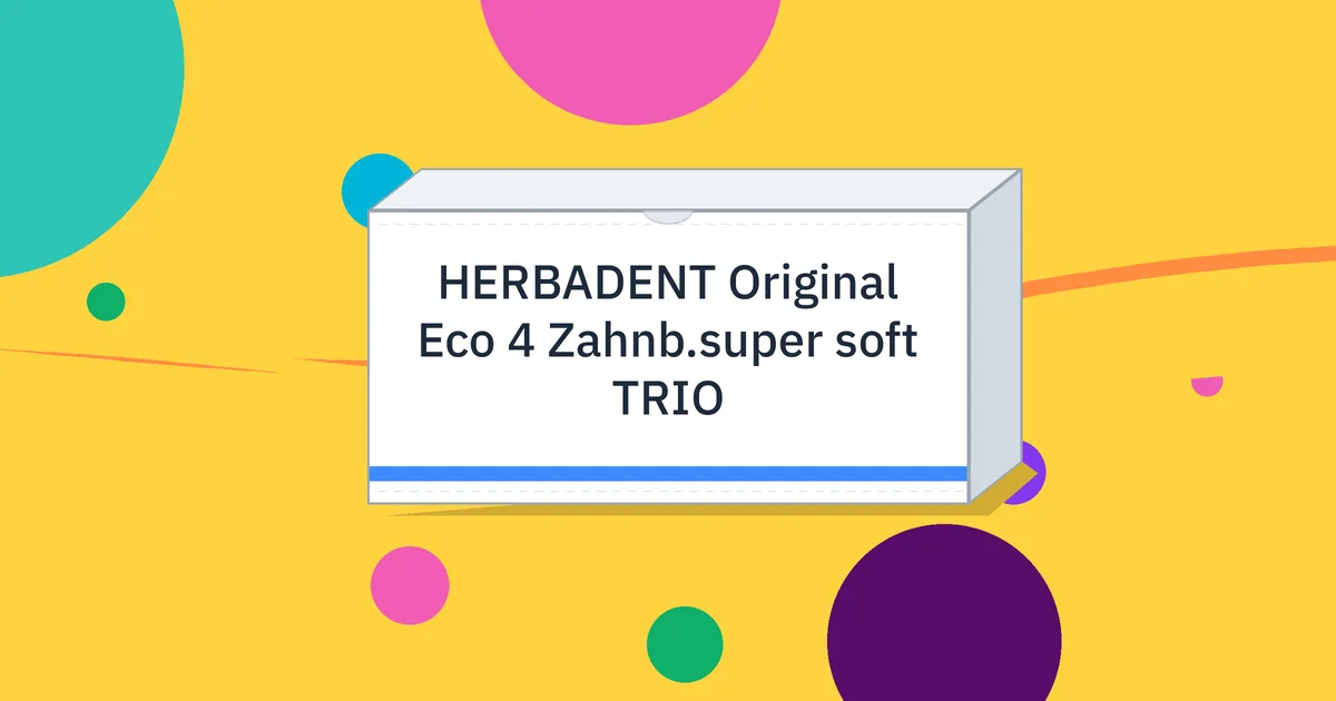 Symbolbild: Packung mit der Aufschrift HERBADENT Original Eco 4 Zahnb.super soft TRIO (PZN 20256718) – Verfügbarkeit und Bezug in Apotheken in Frankfurt am Main