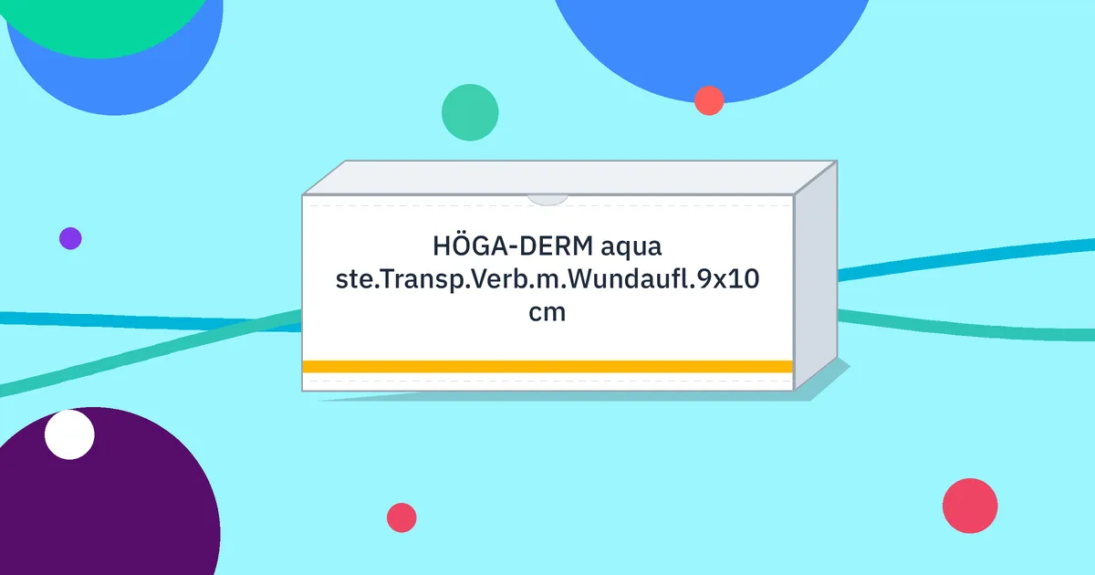 Symbolbild: Packung mit der Aufschrift HÖGA-DERM aqua ste.Transp.Verb.m.Wundaufl.9x10 cm (PZN 16882551) – Verfügbarkeit und Bezug in Apotheken in Frankfurt am Main