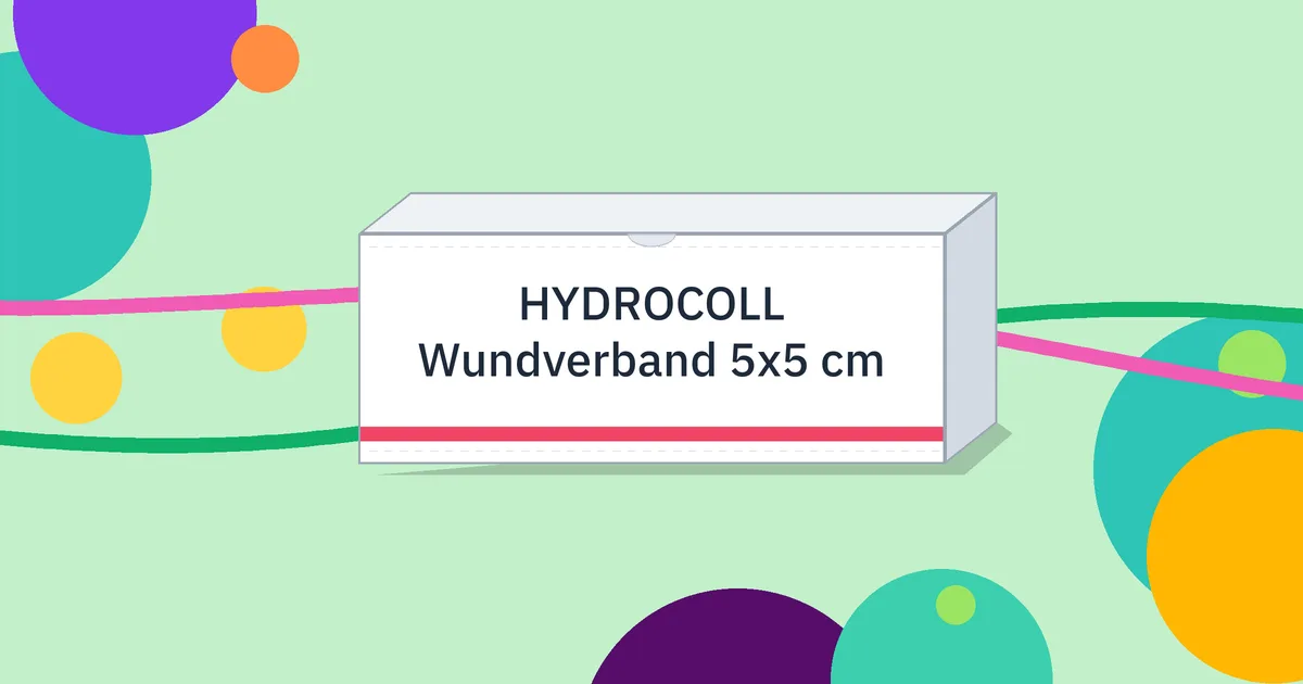 Symbolbild: Packung mit der Aufschrift HYDROCOLL Wundverband 5x5 cm (PZN 15587637) – Verfügbarkeit und Bezug in Apotheken in Frankfurt am Main