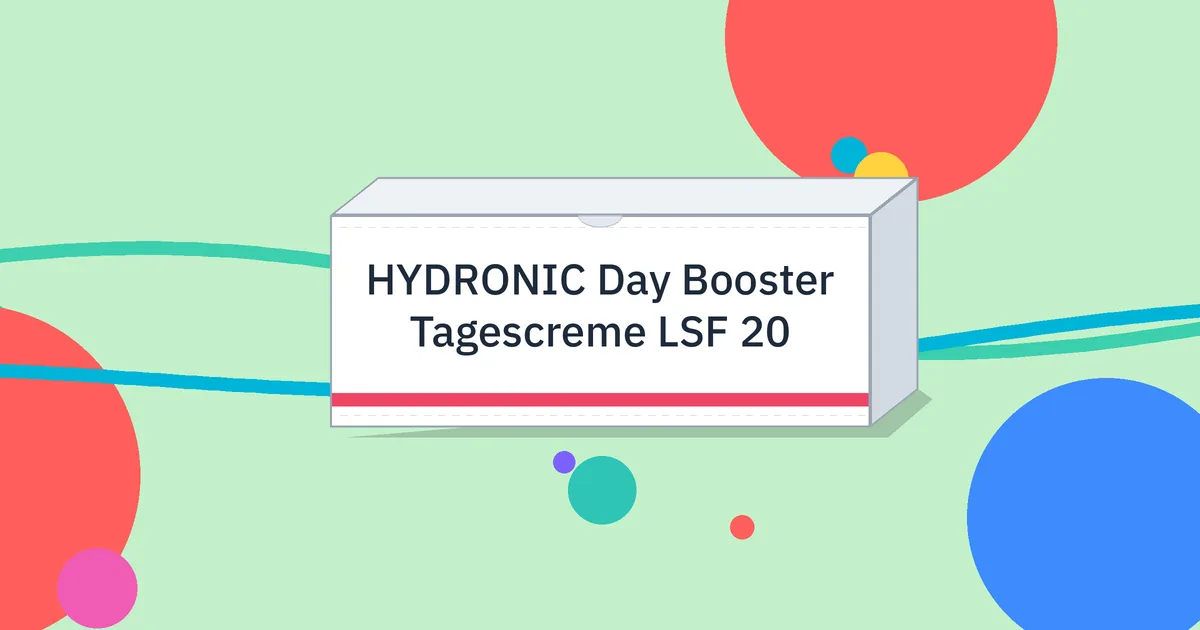 Symbolbild: Packung mit der Aufschrift HYDRONIC Day Booster Tagescreme LSF 20 (PZN 19877728) – Verfügbarkeit und Bezug in Apotheken in Frankfurt am Main
