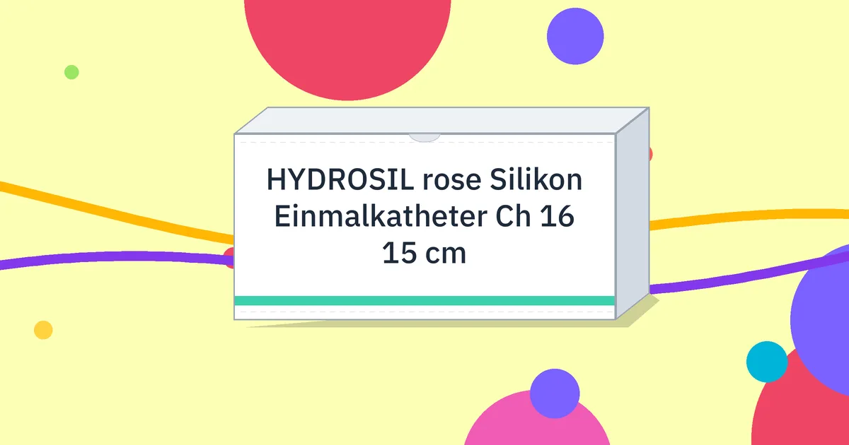 Symbolbild: Packung mit der Aufschrift HYDROSIL rose Silikon Einmalkatheter Ch 16 15 cm (PZN 11124159) – Verfügbarkeit und Bezug in Apotheken in Frankfurt am Main