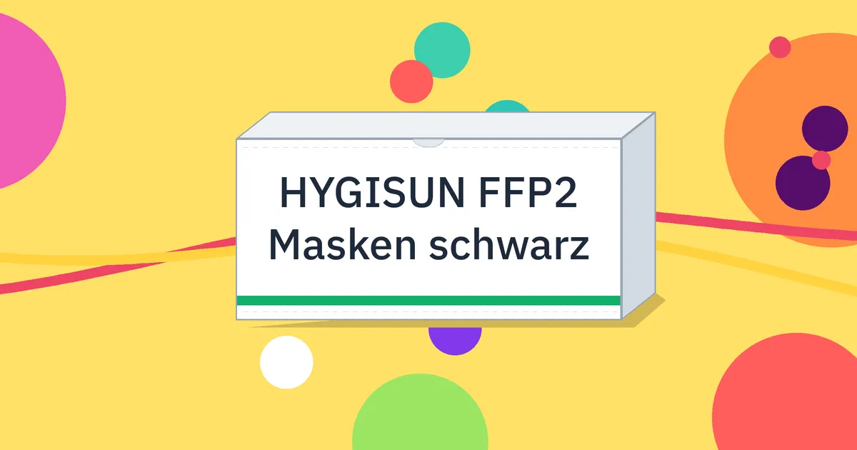 Symbolbild: Packung mit der Aufschrift HYGISUN FFP2 Masken schwarz (PZN 17266601) – Verfügbarkeit und Bezug in Apotheken in Frankfurt am Main