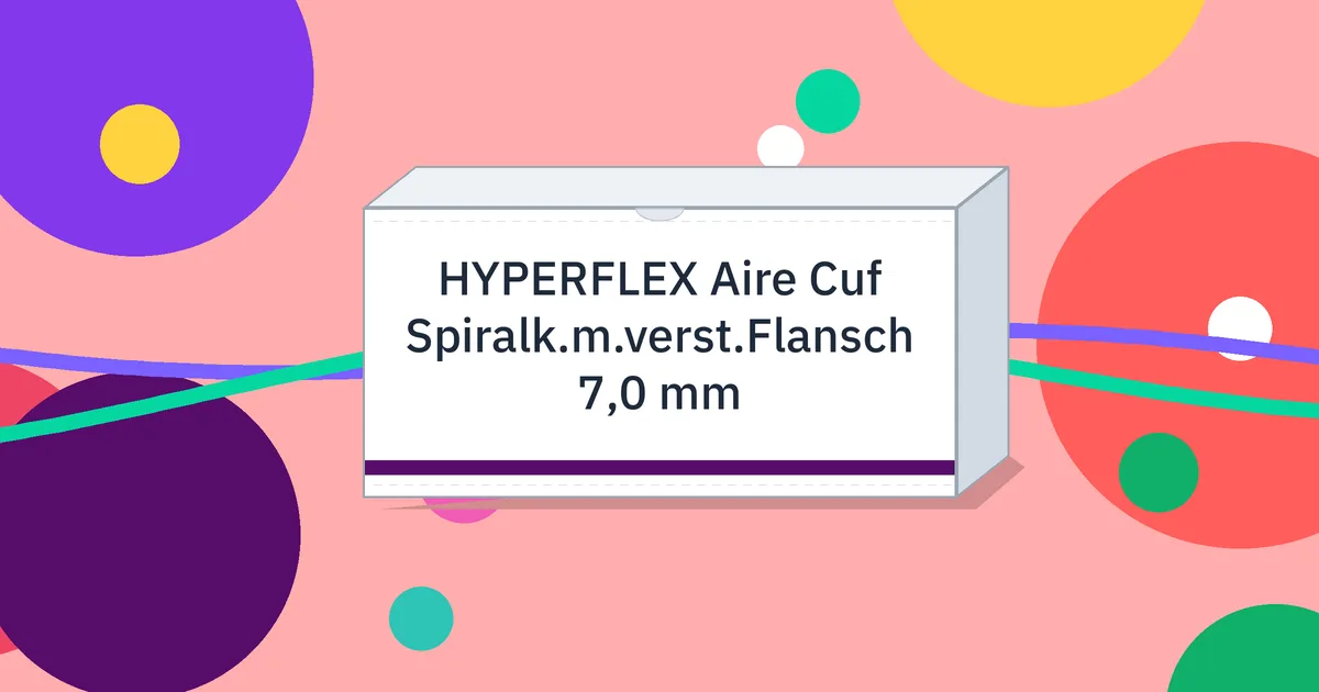 Symbolbild: Packung mit der Aufschrift HYPERFLEX Aire Cuf Spiralk.m.verst.Flansch 7,0 mm (PZN 02253633) – Verfügbarkeit und Bezug in Apotheken in Frankfurt am Main