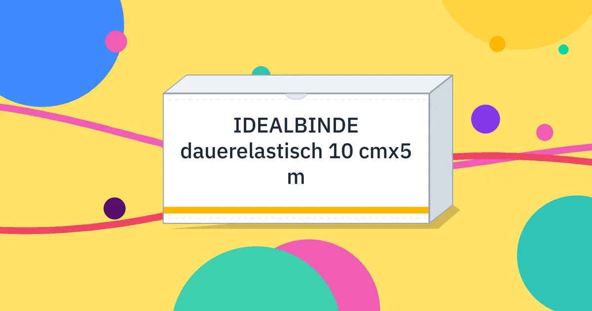 Symbolbild: Packung mit der Aufschrift IDEALBINDE dauerelastisch 10 cmx5 m (PZN 04794764) – Verfügbarkeit und Bezug in Apotheken in Frankfurt am Main