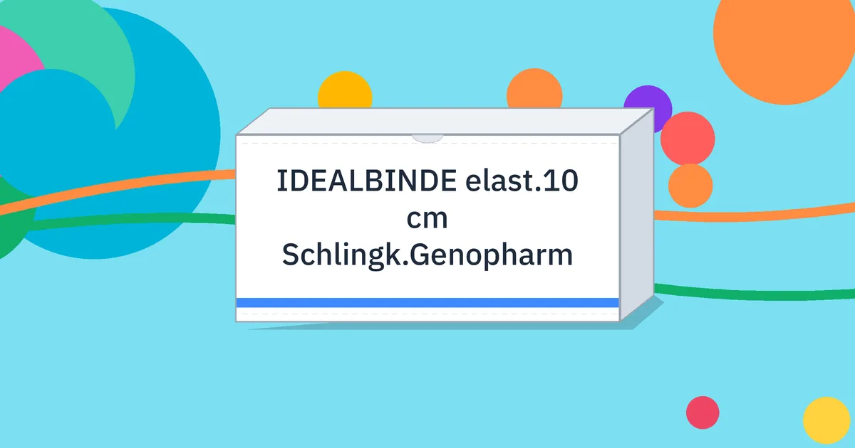 Symbolbild: Packung mit der Aufschrift IDEALBINDE elast.10 cm Schlingk.Genopharm (PZN 02061738) – Verfügbarkeit und Bezug in Apotheken in Frankfurt am Main