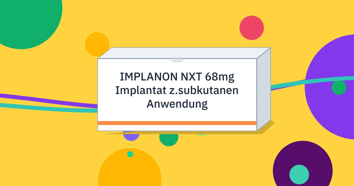 Symbolbild: Packung mit der Aufschrift IMPLANON NXT 68mg Implantat z.subkutanen Anwendung (PZN 08467803) – Verfügbarkeit und Bezug in Apotheken in Frankfurt am Main
