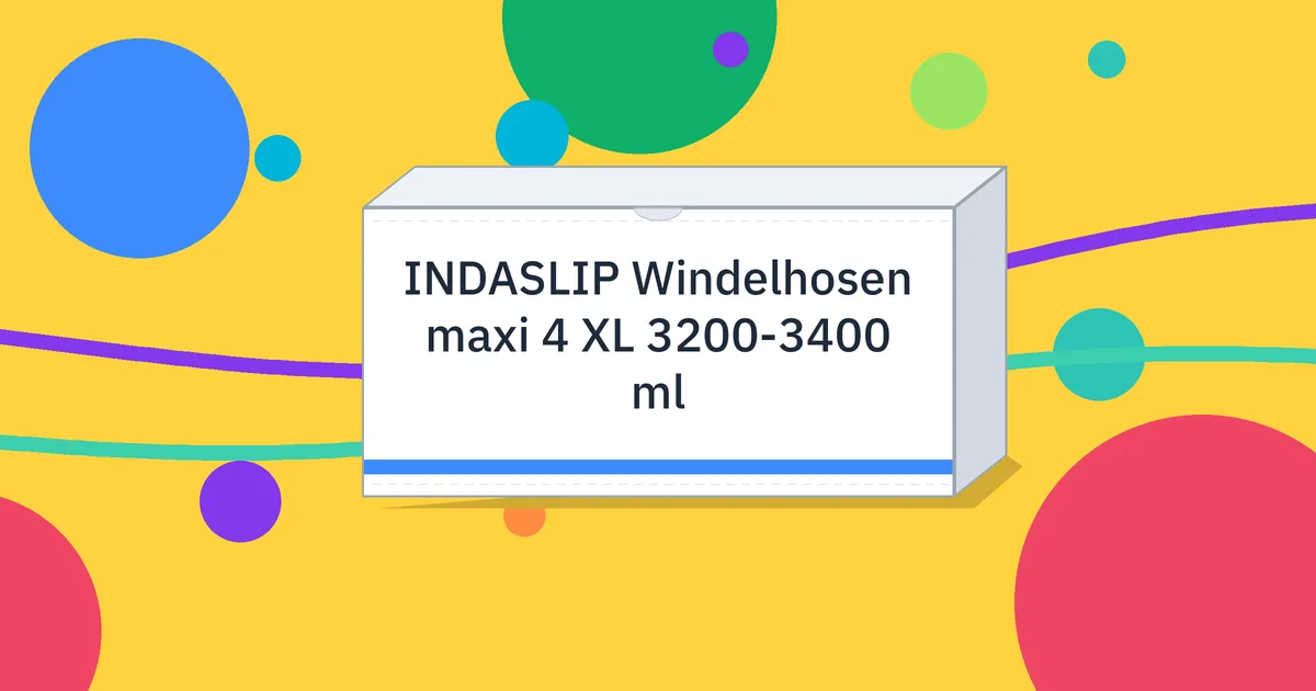 Symbolbild: Packung mit der Aufschrift INDASLIP Windelhosen maxi 4 XL 3200-3400 ml (PZN 09922698) – Verfügbarkeit und Bezug in Apotheken in Frankfurt am Main