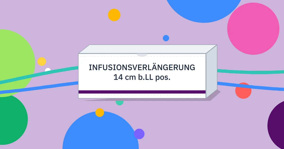 Symbolbild: Packung mit der Aufschrift INFUSIONSVERLÄNGERUNG 14 cm b.LL pos. (PZN 17487041) – Verfügbarkeit und Bezug in Apotheken in Frankfurt am Main