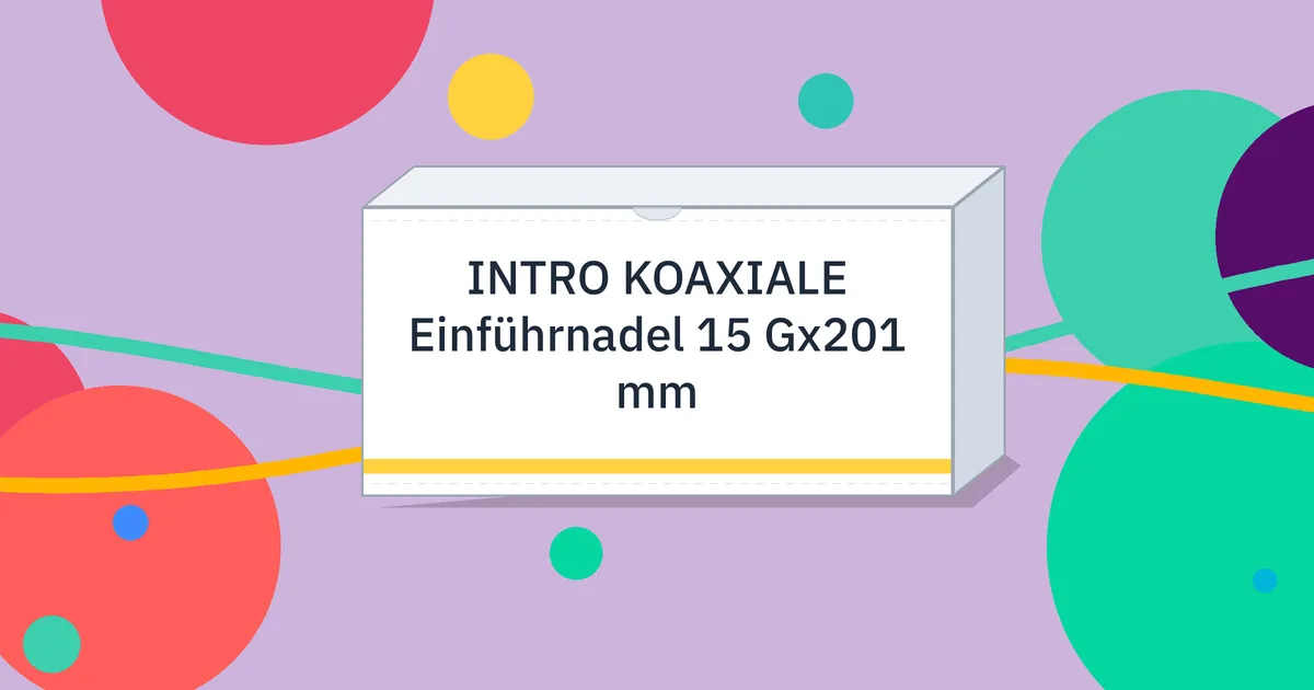 Symbolbild: Packung mit der Aufschrift INTRO KOAXIALE Einführnadel 15 Gx201 mm (PZN 19737128) – Verfügbarkeit und Bezug in Apotheken in Frankfurt am Main