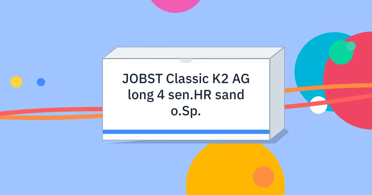 Symbolbild: Packung mit der Aufschrift JOBST Classic K2 AG long 4 sen.HR sand o.Sp. (PZN 17958960) – Verfügbarkeit und Bezug in Apotheken in Frankfurt am Main