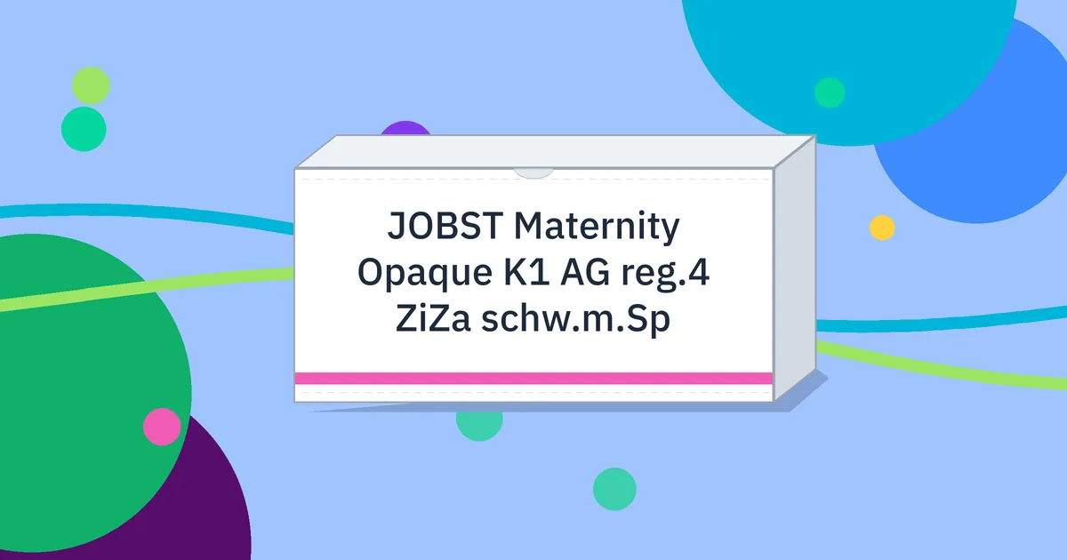 Symbolbild: Packung mit der Aufschrift JOBST Maternity Opaque K1 AG reg.4 ZiZa schw.m.Sp (PZN 15852329) – Verfügbarkeit und Bezug in Apotheken in Frankfurt am Main