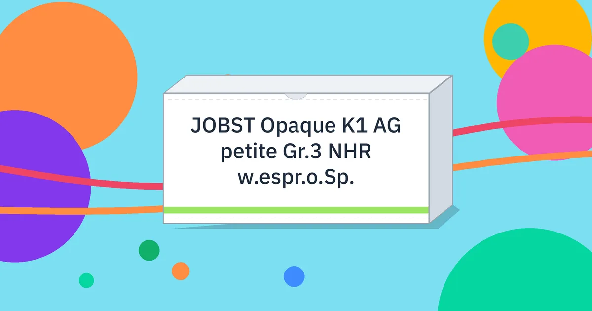 Symbolbild: Packung mit der Aufschrift JOBST Opaque K1 AG petite Gr.3 NHR w.espr.o.Sp. (PZN 16270925) – Verfügbarkeit und Bezug in Apotheken in Frankfurt am Main