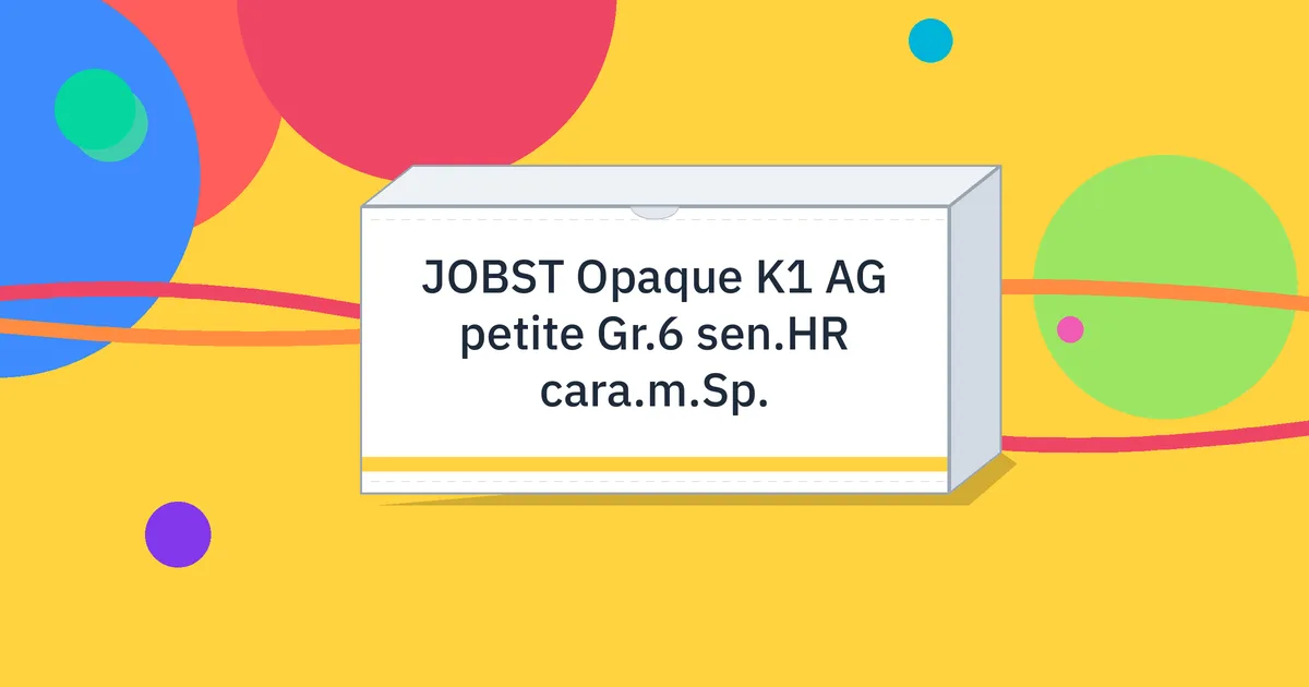 Symbolbild: Packung mit der Aufschrift JOBST Opaque K1 AG petite Gr.6 sen.HR cara.m.Sp. (PZN 13085481) – Verfügbarkeit und Bezug in Apotheken in Frankfurt am Main