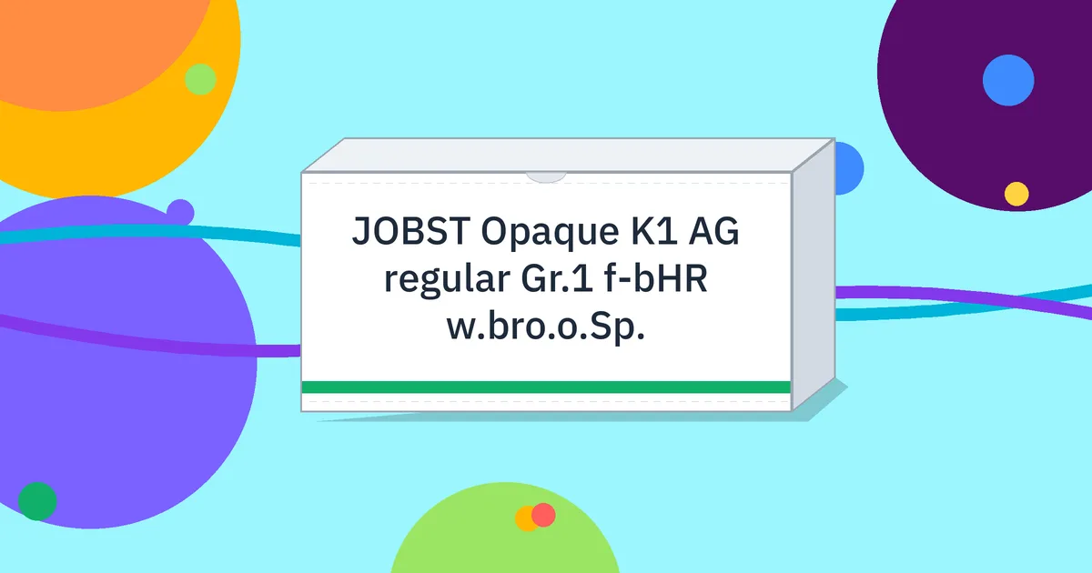Symbolbild: Packung mit der Aufschrift JOBST Opaque K1 AG regular Gr.1 f-bHR w.bro.o.Sp. (PZN 13094646) – Verfügbarkeit und Bezug in Apotheken in Frankfurt am Main