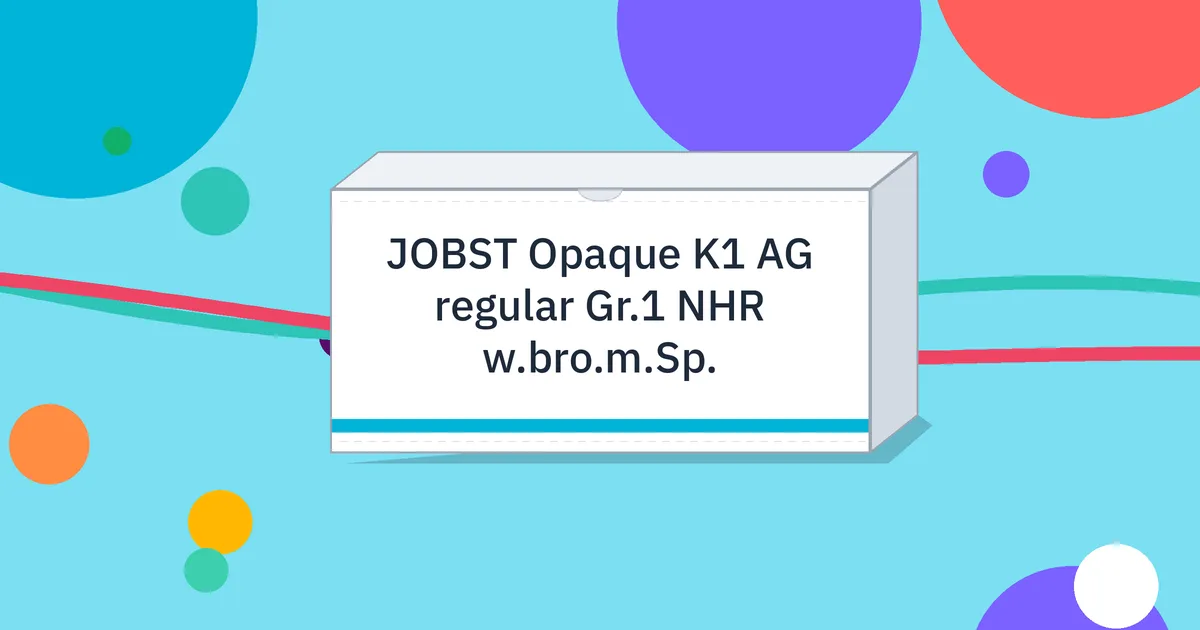 Symbolbild: Packung mit der Aufschrift JOBST Opaque K1 AG regular Gr.1 NHR w.bro.m.Sp. (PZN 13091748) – Verfügbarkeit und Bezug in Apotheken in Frankfurt am Main
