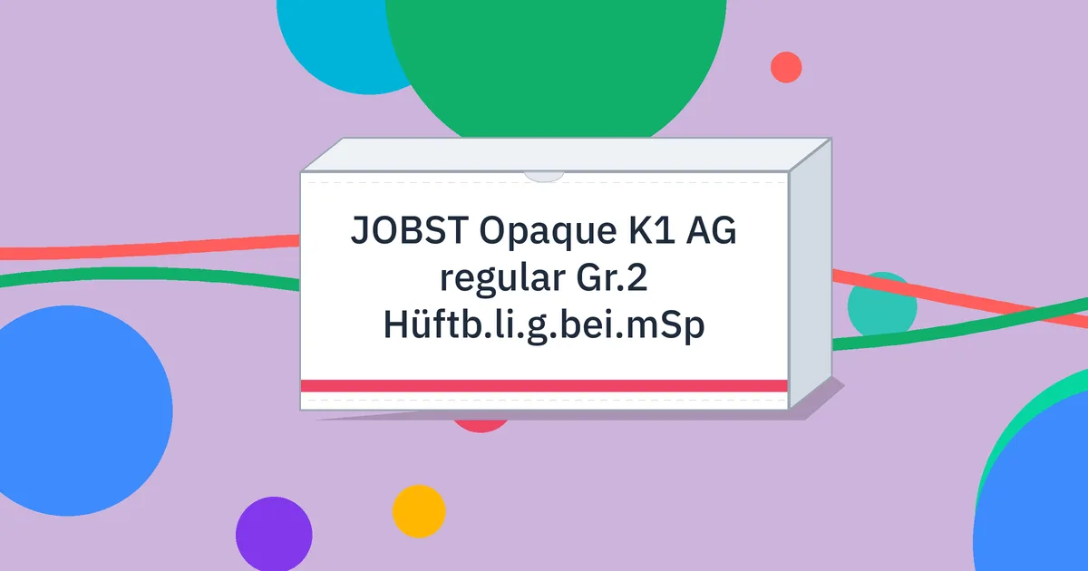Symbolbild: Packung mit der Aufschrift JOBST Opaque K1 AG regular Gr.2 Hüftb.li.g.bei.mSp (PZN 16272278) – Verfügbarkeit und Bezug in Apotheken in Frankfurt am Main