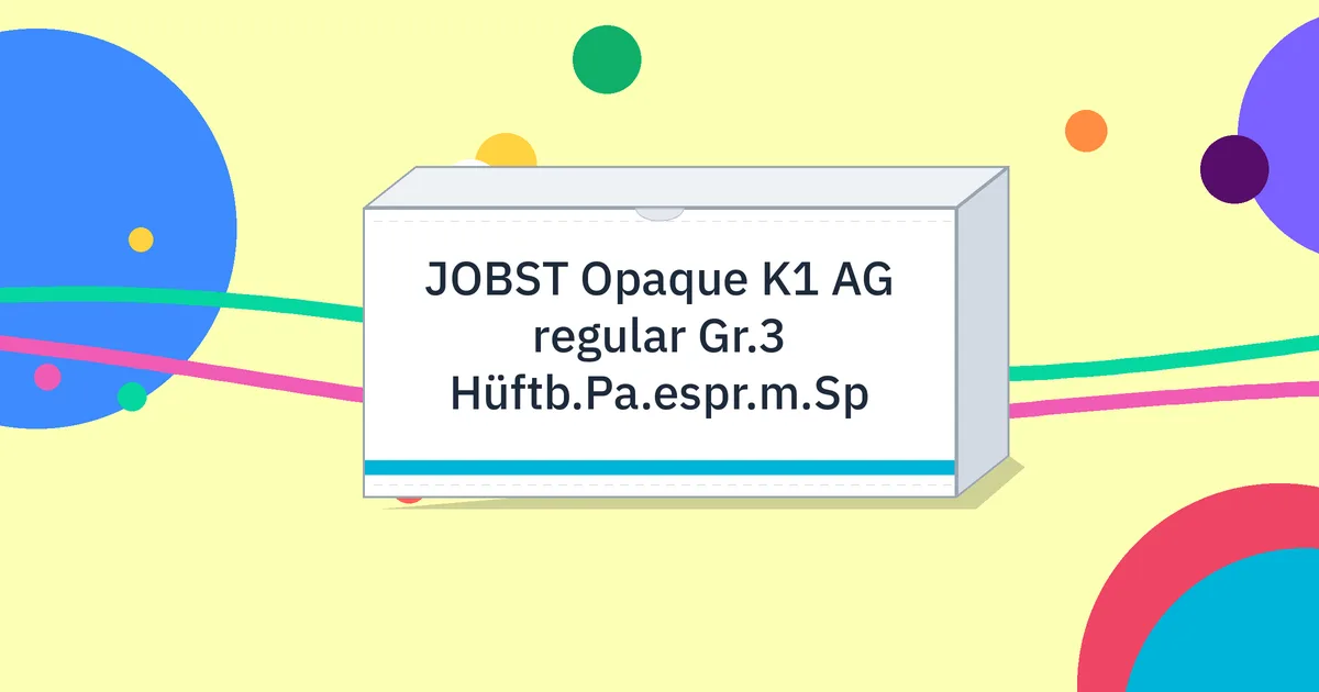 Symbolbild: Packung mit der Aufschrift JOBST Opaque K1 AG regular Gr.3 Hüftb.Pa.espr.m.Sp (PZN 16272918) – Verfügbarkeit und Bezug in Apotheken in Frankfurt am Main