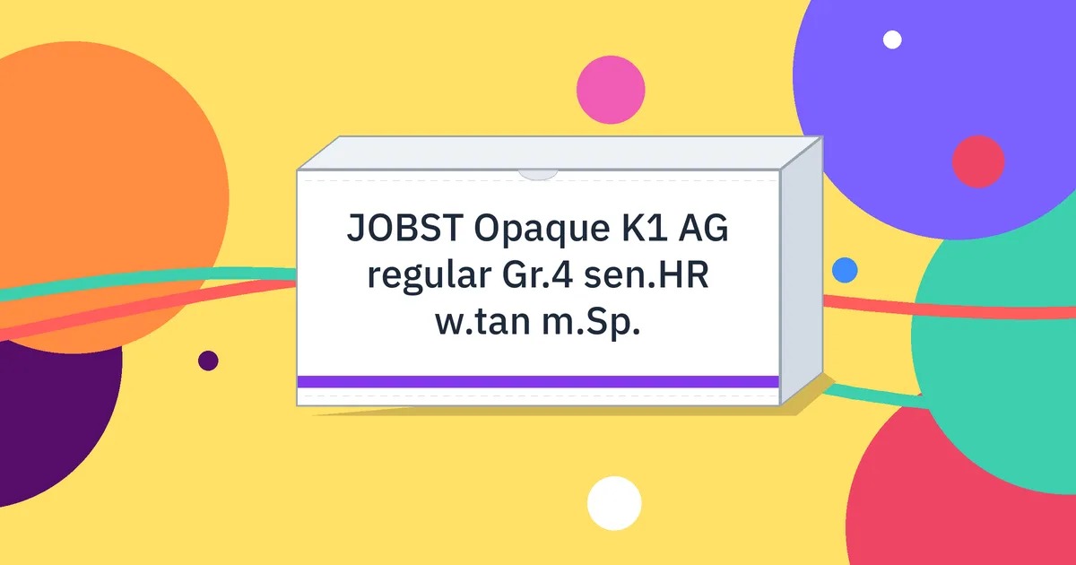 Symbolbild: Packung mit der Aufschrift JOBST Opaque K1 AG regular Gr.4 sen.HR w.tan m.Sp. (PZN 16266817) – Verfügbarkeit und Bezug in Apotheken in Frankfurt am Main