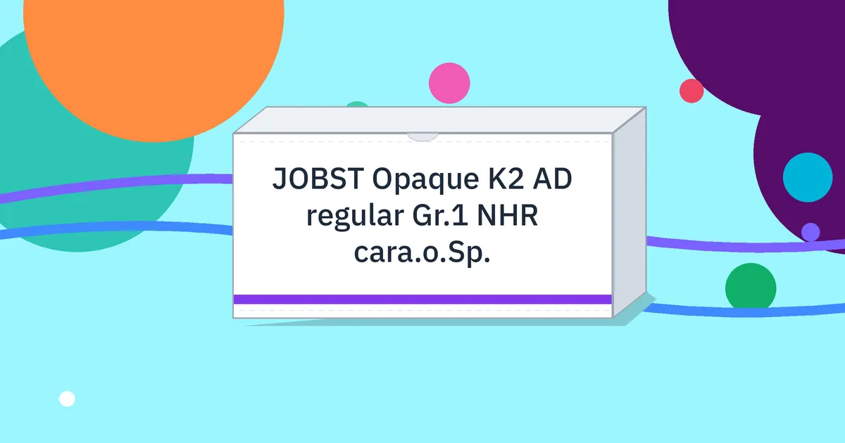 Symbolbild: Packung mit der Aufschrift JOBST Opaque K2 AD regular Gr.1 NHR cara.o.Sp. (PZN 13111310) – Verfügbarkeit und Bezug in Apotheken in Frankfurt am Main