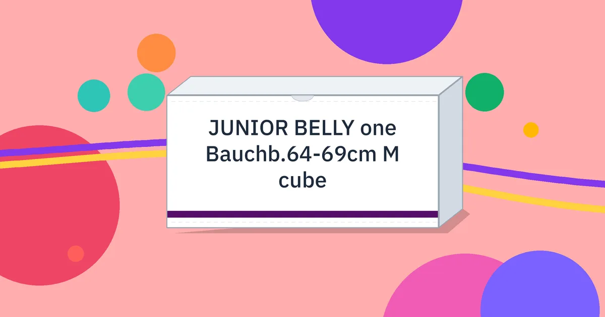 Symbolbild: Packung mit der Aufschrift JUNIOR BELLY one Bauchb.64-69cm M cube (PZN 16537914) – Verfügbarkeit und Bezug in Apotheken in Frankfurt am Main