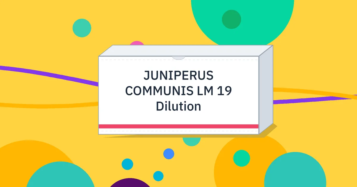Symbolbild: Packung mit der Aufschrift JUNIPERUS COMMUNIS LM 19 Dilution (PZN 13564715) – Verfügbarkeit und Bezug in Apotheken in Frankfurt am Main