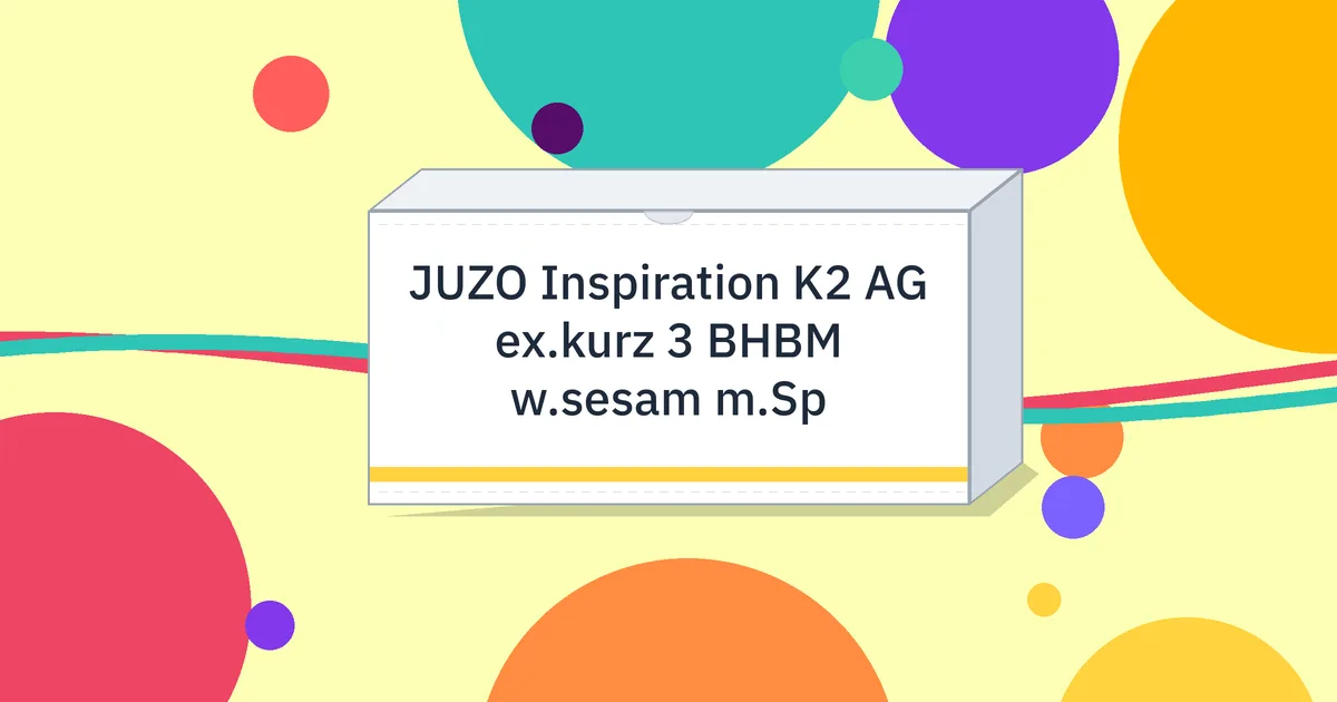 Symbolbild: Packung mit der Aufschrift JUZO Inspiration K2 AG ex.kurz 3 BHBM w.sesam m.Sp (PZN 14883931) – Verfügbarkeit und Bezug in Apotheken in Frankfurt am Main