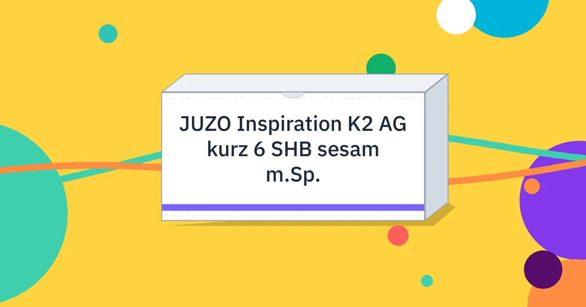 Symbolbild: Packung mit der Aufschrift JUZO Inspiration K2 AG kurz 6 SHB sesam m.Sp. (PZN 14923837) – Verfügbarkeit und Bezug in Apotheken in Frankfurt am Main