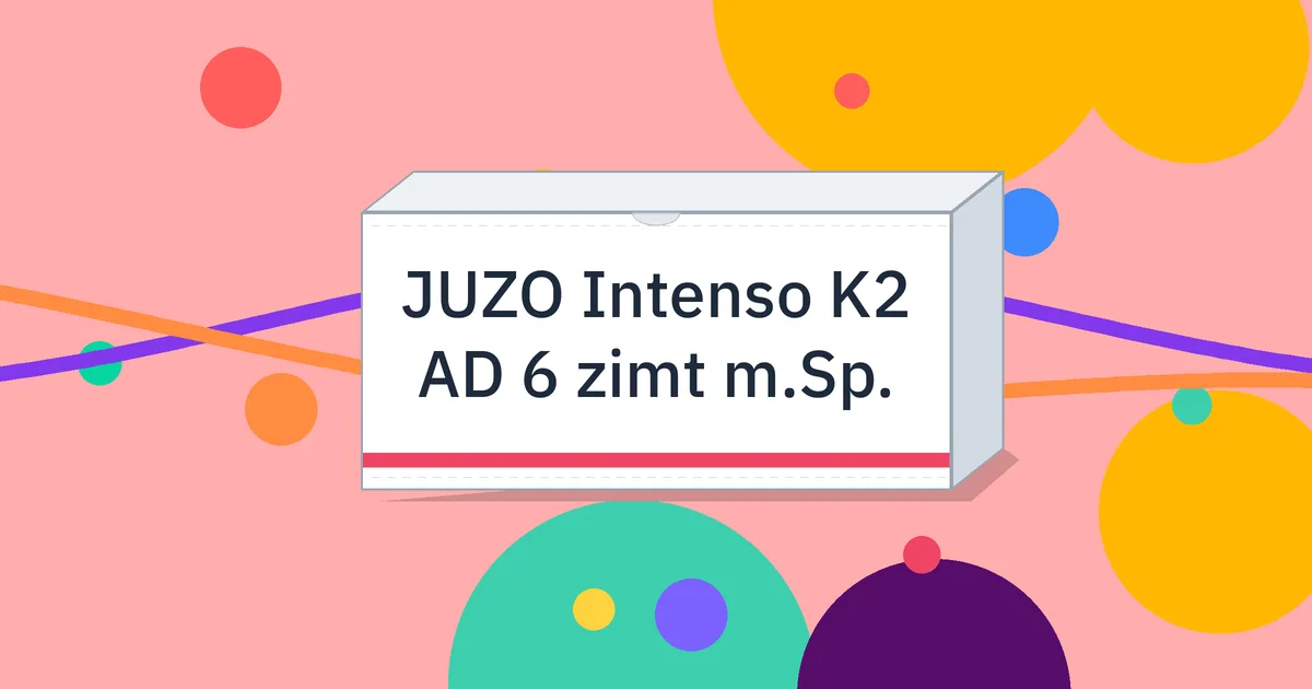Symbolbild: Packung mit der Aufschrift JUZO Intenso K2 AD 6 zimt m.Sp. (PZN 18606200) – Verfügbarkeit und Bezug in Apotheken in Frankfurt am Main