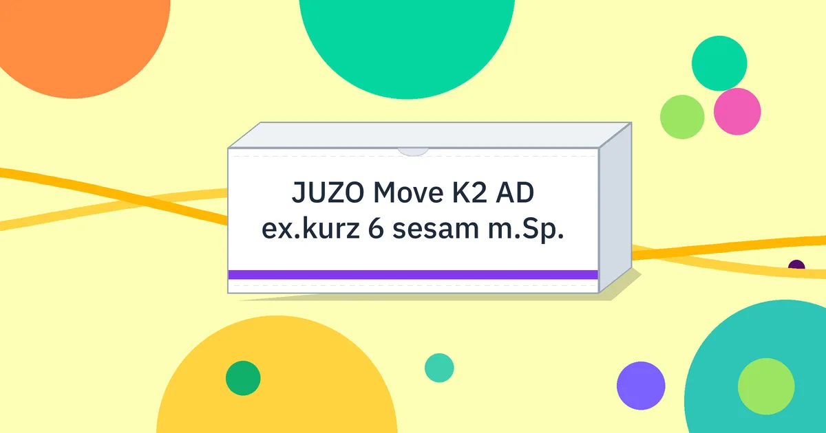 Symbolbild: Packung mit der Aufschrift JUZO Move K2 AD ex.kurz 6 sesam m.Sp. (PZN 18509951) – Verfügbarkeit und Bezug in Apotheken in Frankfurt am Main