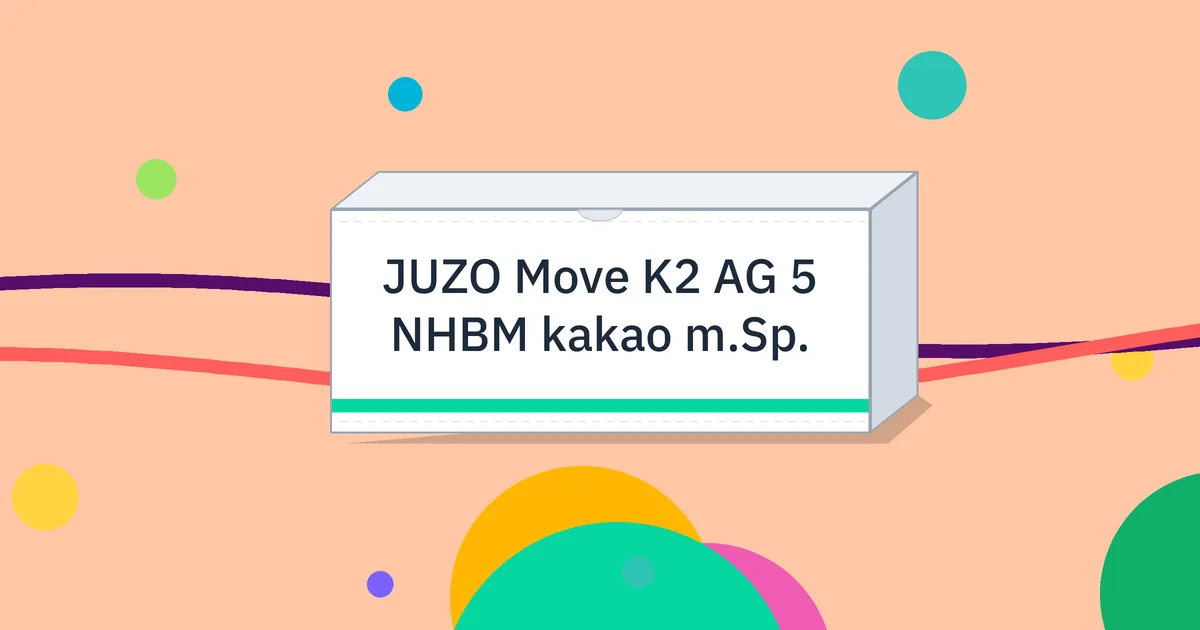 Symbolbild: Packung mit der Aufschrift JUZO Move K2 AG 5 NHBM kakao m.Sp. (PZN 18555069) – Verfügbarkeit und Bezug in Apotheken in Frankfurt am Main