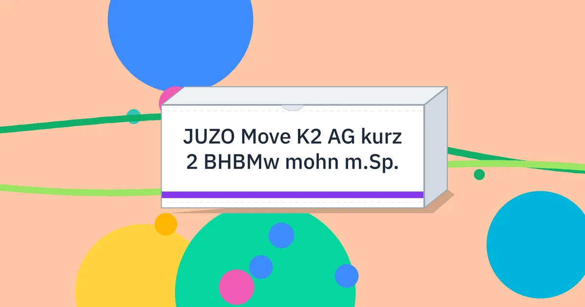 Symbolbild: Packung mit der Aufschrift JUZO Move K2 AG kurz 2 BHBMw mohn m.Sp. (PZN 18560432) – Verfügbarkeit und Bezug in Apotheken in Frankfurt am Main