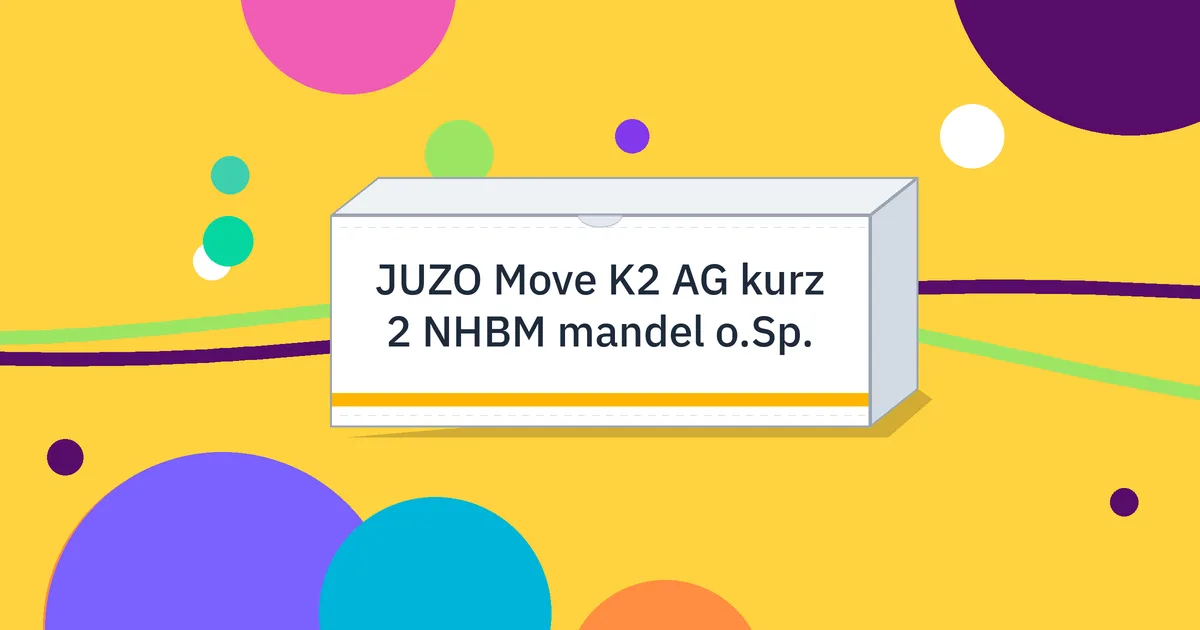 Symbolbild: Packung mit der Aufschrift JUZO Move K2 AG kurz 2 NHBM mandel o.Sp. (PZN 16642947) – Verfügbarkeit und Bezug in Apotheken in Frankfurt am Main