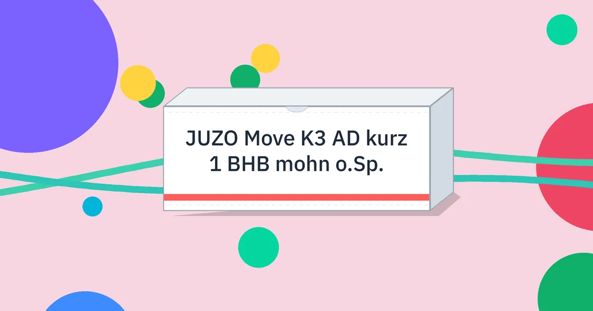 Symbolbild: Packung mit der Aufschrift JUZO Move K3 AD kurz 1 BHB mohn o.Sp. (PZN 18572978) – Verfügbarkeit und Bezug in Apotheken in Frankfurt am Main