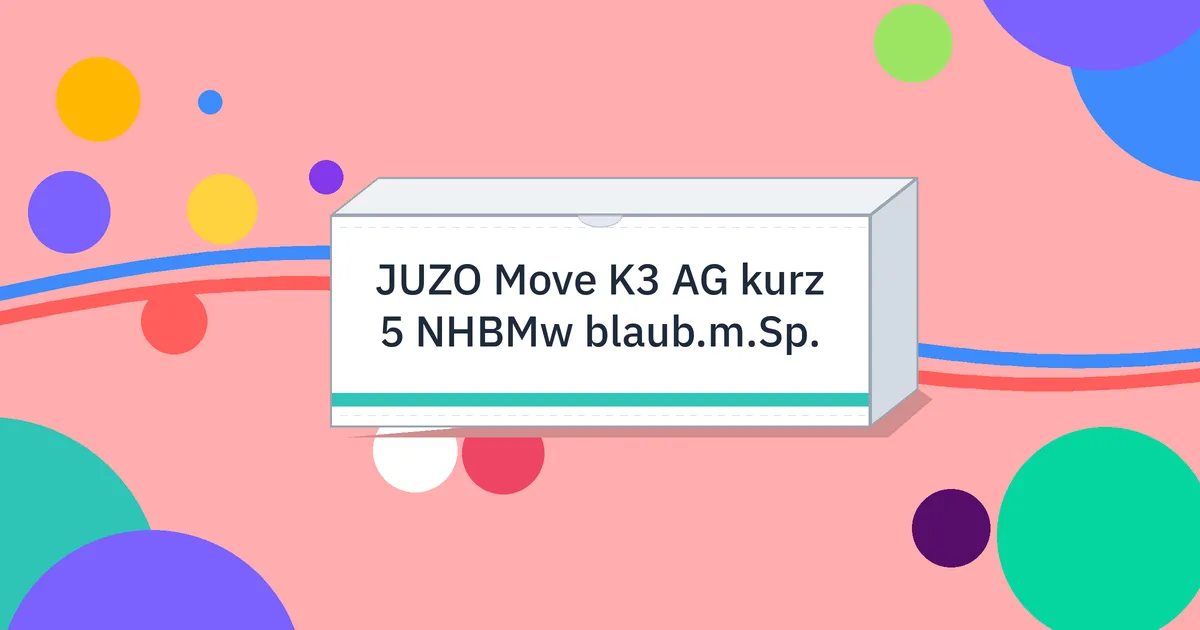 Symbolbild: Packung mit der Aufschrift JUZO Move K3 AG kurz 5 NHBMw blaub.m.Sp. (PZN 18590769) – Verfügbarkeit und Bezug in Apotheken in Frankfurt am Main