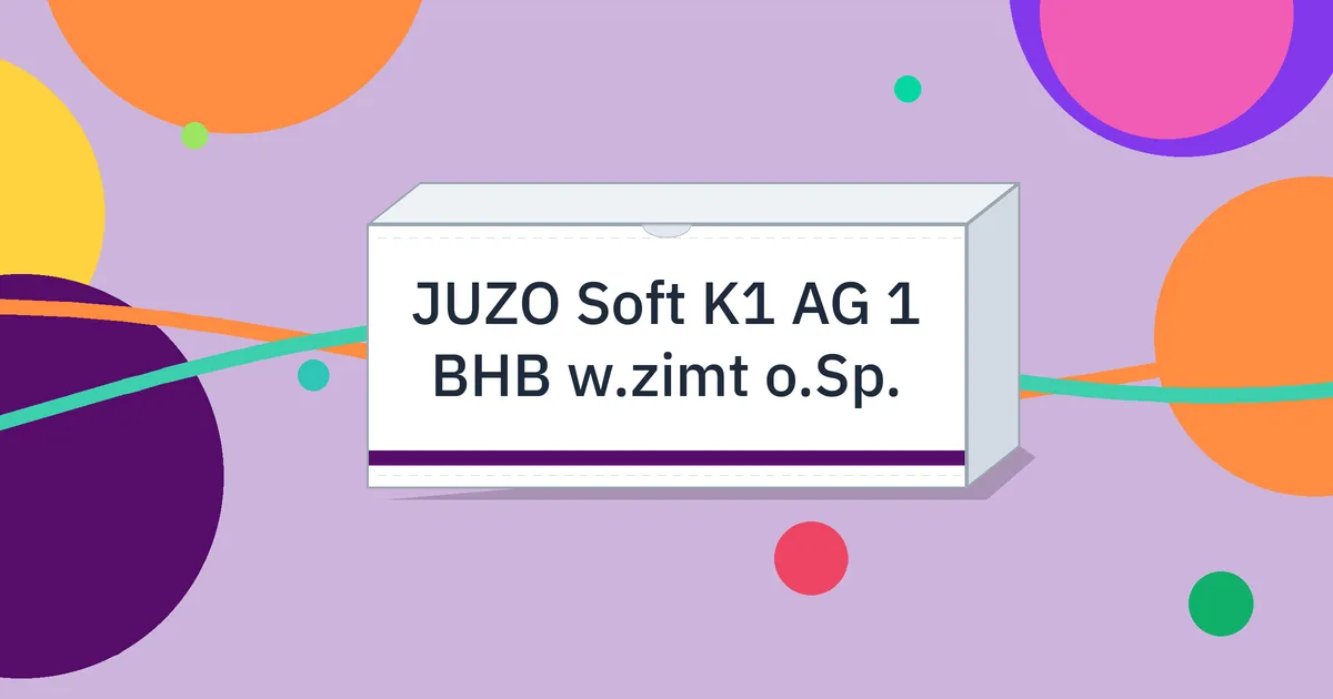 Symbolbild: Packung mit der Aufschrift JUZO Soft K1 AG 1 BHB w.zimt o.Sp. (PZN 14837322) – Verfügbarkeit und Bezug in Apotheken in Frankfurt am Main