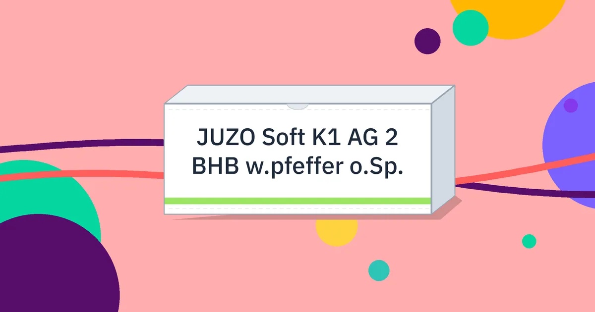 Symbolbild: Packung mit der Aufschrift JUZO Soft K1 AG 2 BHB w.pfeffer o.Sp. (PZN 14837262) – Verfügbarkeit und Bezug in Apotheken in Frankfurt am Main