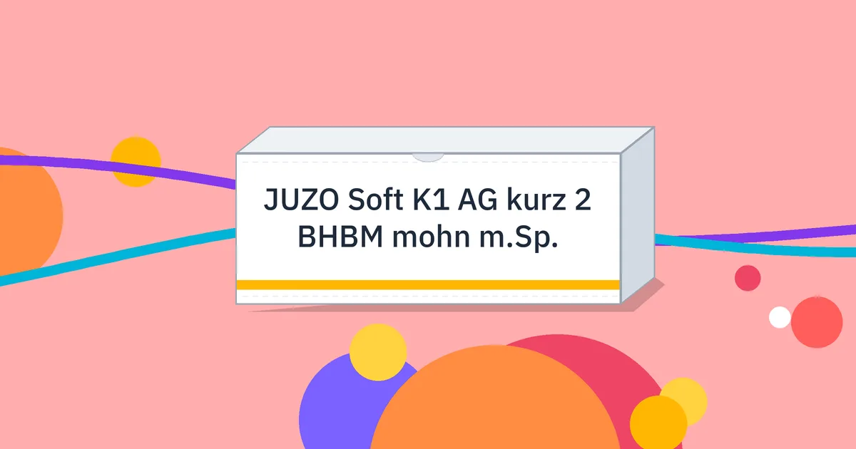 Symbolbild: Packung mit der Aufschrift JUZO Soft K1 AG kurz 2 BHBM mohn m.Sp. (PZN 14855892) – Verfügbarkeit und Bezug in Apotheken in Frankfurt am Main