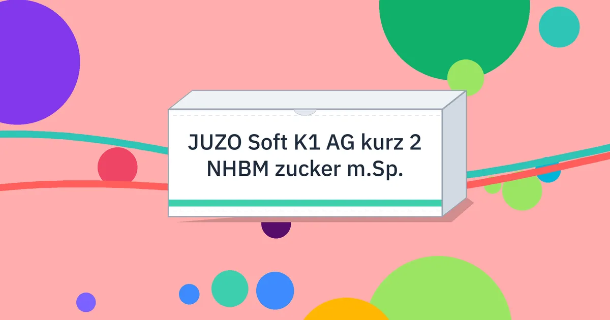 Symbolbild: Packung mit der Aufschrift JUZO Soft K1 AG kurz 2 NHBM zucker m.Sp. (PZN 15016082) – Verfügbarkeit und Bezug in Apotheken in Frankfurt am Main