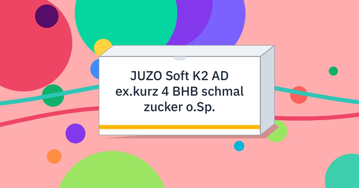 Symbolbild: Packung mit der Aufschrift JUZO Soft K2 AD ex.kurz 4 BHB schmal zucker o.Sp. (PZN 15468128) – Verfügbarkeit und Bezug in Apotheken in Frankfurt am Main
