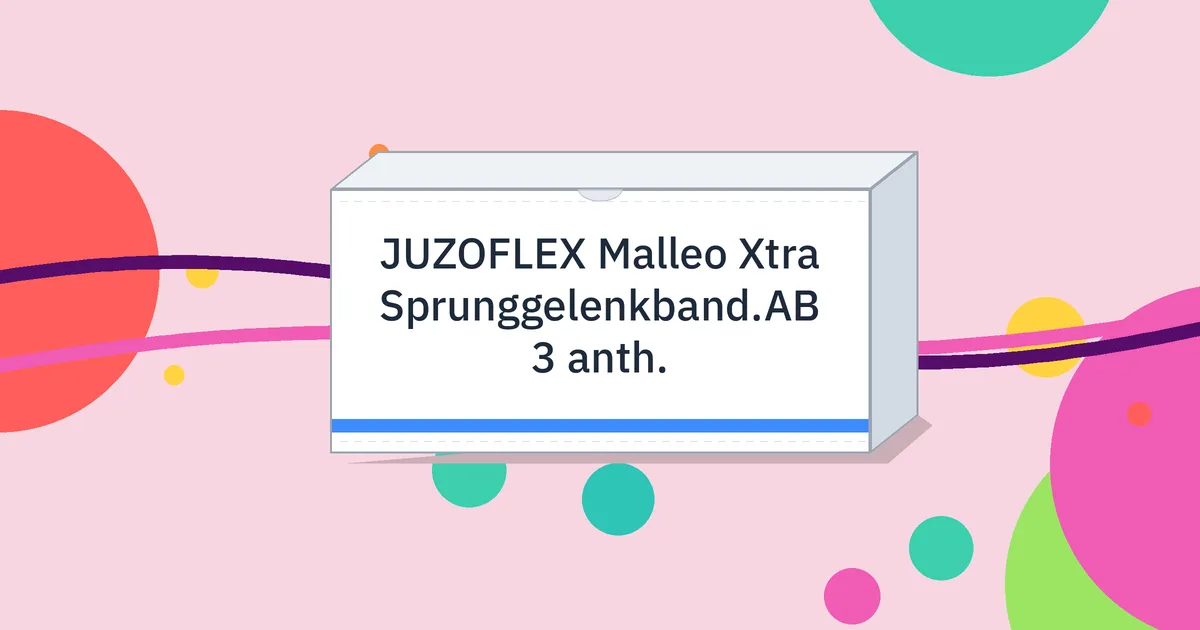 Symbolbild: Packung mit der Aufschrift JUZOFLEX Malleo Xtra Sprunggelenkband.AB 3 anth. (PZN 16635947) – Verfügbarkeit und Bezug in Apotheken in Frankfurt am Main