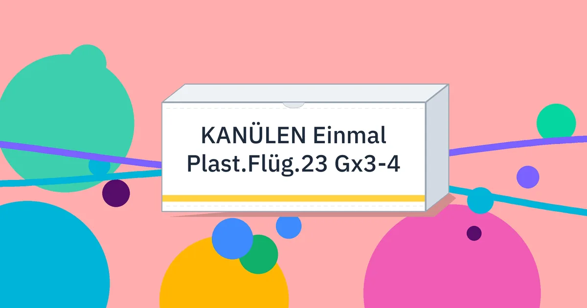 Symbolbild: Packung mit der Aufschrift KANÜLEN Einmal Plast.Flüg.23 Gx3-4 (PZN 02440861) – Verfügbarkeit und Bezug in Apotheken in Frankfurt am Main