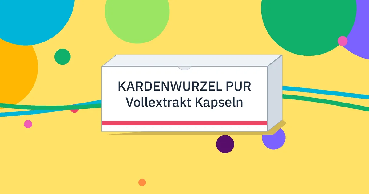 Symbolbild: Packung mit der Aufschrift KARDENWURZEL PUR Vollextrakt Kapseln (PZN 09617831) – Verfügbarkeit und Bezug in Apotheken in Frankfurt am Main