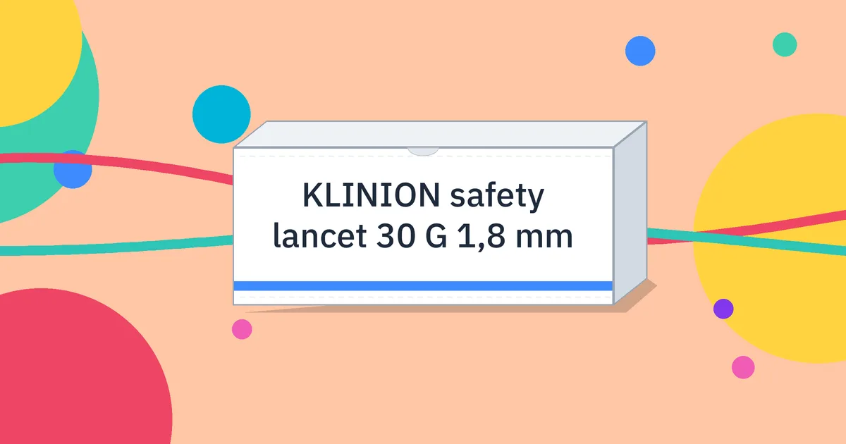 Symbolbild: Packung mit der Aufschrift KLINION safety lancet 30 G 1,8 mm (PZN 20176215) – Verfügbarkeit und Bezug in Apotheken in Frankfurt am Main