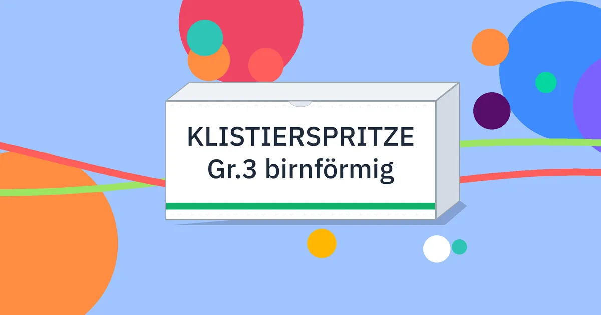 Symbolbild: Packung mit der Aufschrift KLISTIERSPRITZE Gr.3 birnförmig (PZN 01731013) – Verfügbarkeit und Bezug in Apotheken in Frankfurt am Main