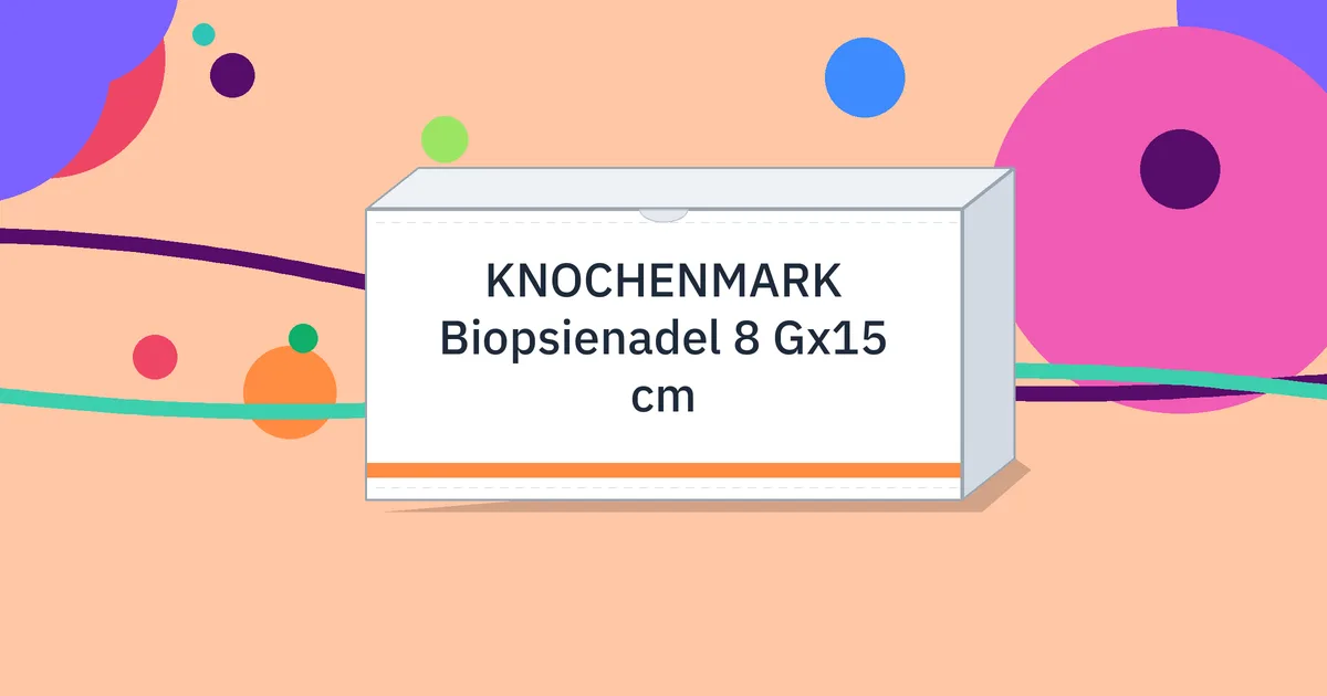 Symbolbild: Packung mit der Aufschrift KNOCHENMARK Biopsienadel 8 Gx15 cm (PZN 18812170) – Verfügbarkeit und Bezug in Apotheken in Frankfurt am Main